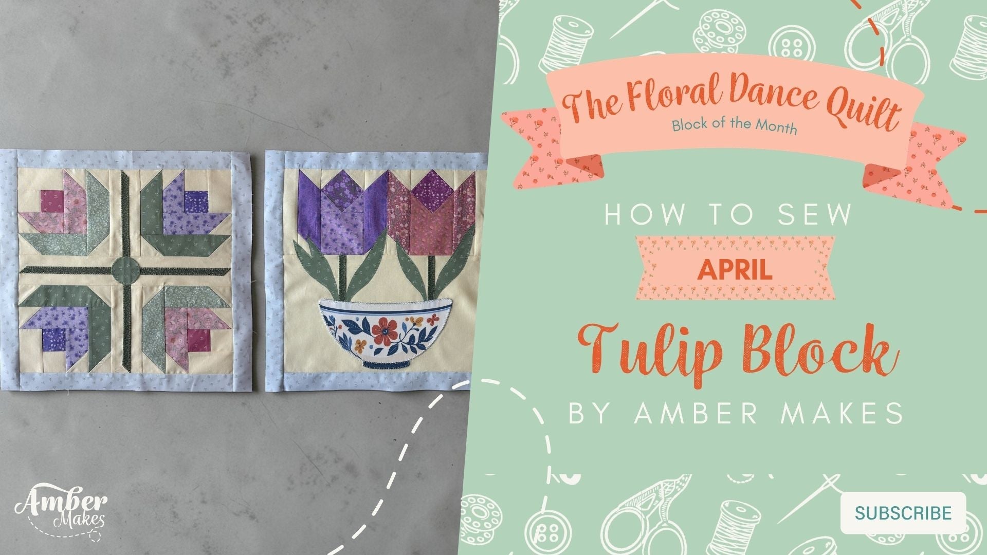 The Floral Dance Quilt Block of the Month - April - The Tulip Block ...