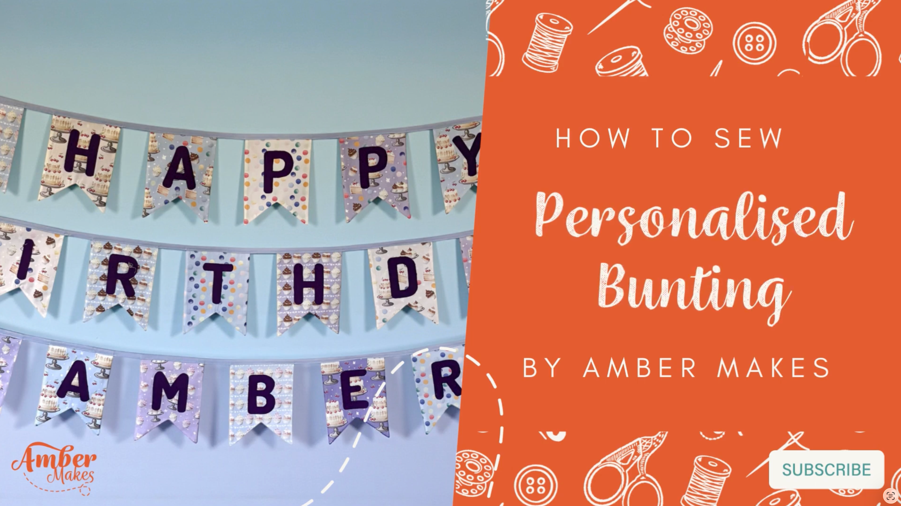 Amber Makes Sewing Tutorial - How to Sew Personalised Bunting