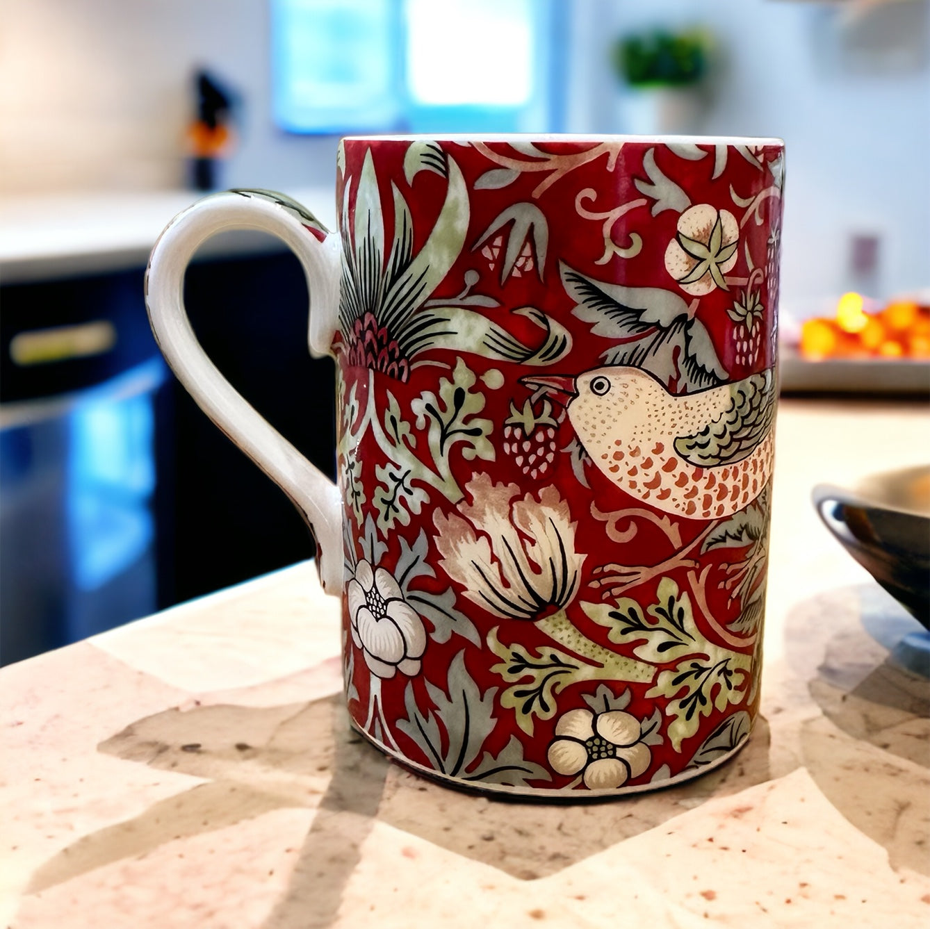 William Morris Mug and Gift Box -Crimson Strawberry Thief – Amber Makes